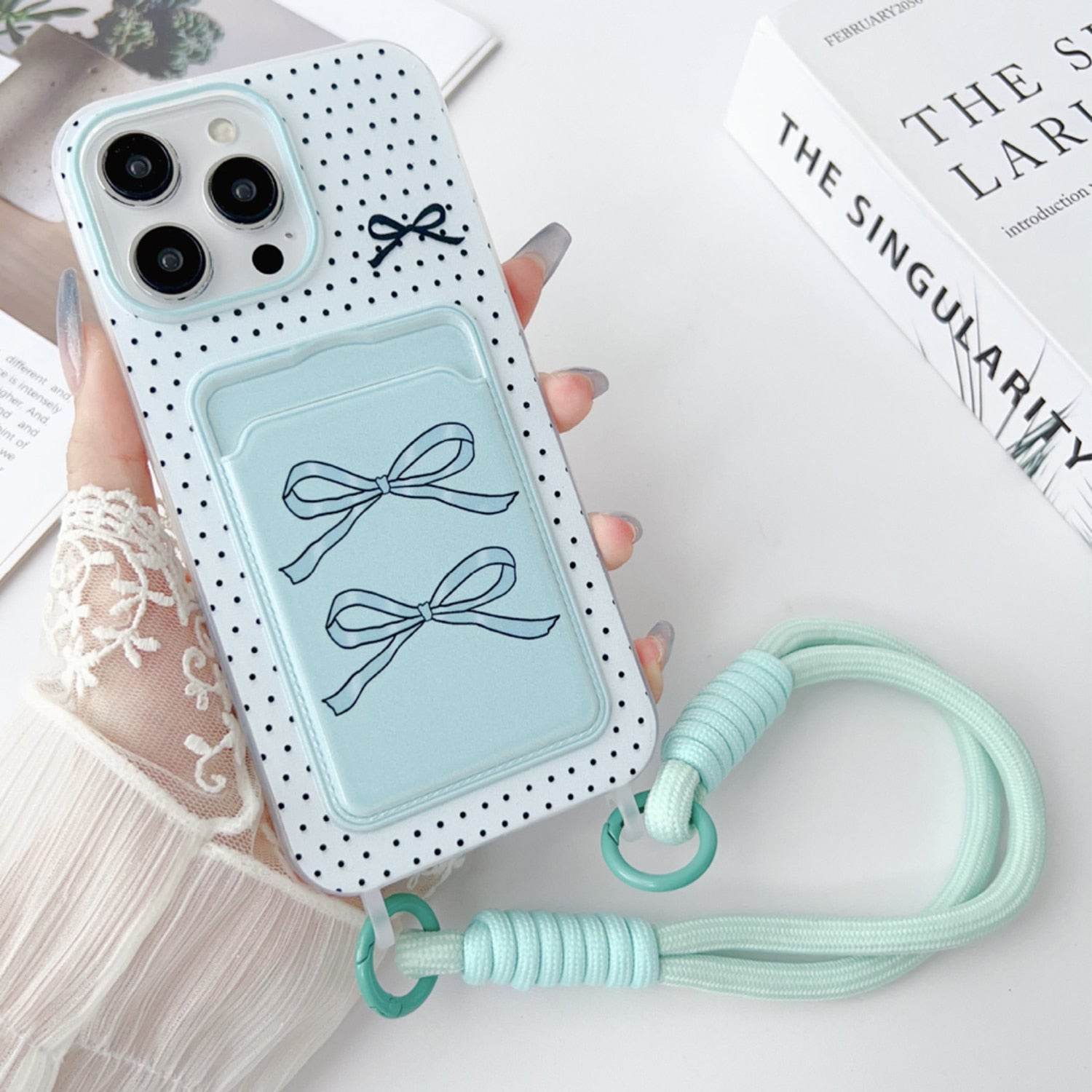 Fresh Mint Polka Dot Bow Case – Peeperly