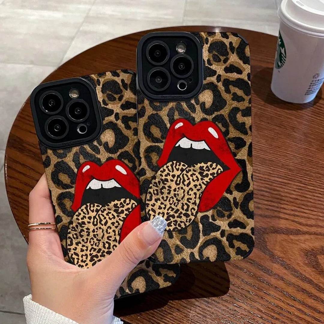 Chic Red Lip Leopard Pattern Case – Peeperly